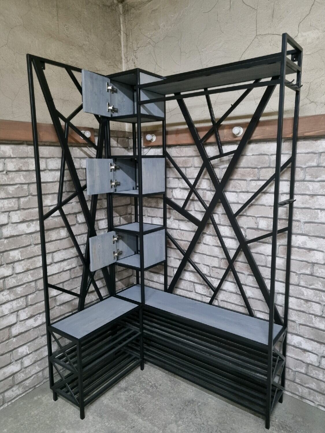 Прихожая лофт Stargo X-11, из массива дуба, в прихожую, для дома и дачи, с размерами 100х214х55 см