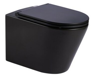 Azario Унитаз подвесной безободковый черный матовый AZ-053E-R-MB Teramo с сиденьем микролифт Azario