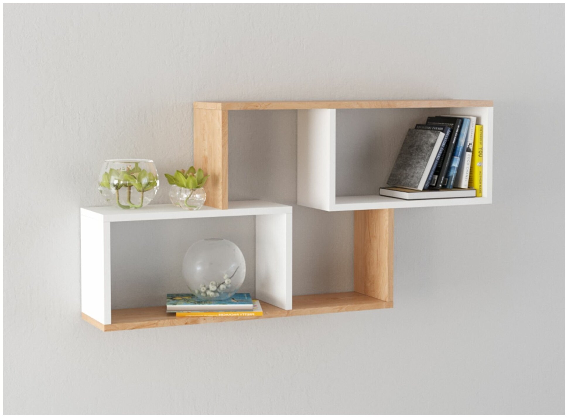 Полка навесная ПН-3 (1050*600*180) Текс - гикори рокфорд/белый