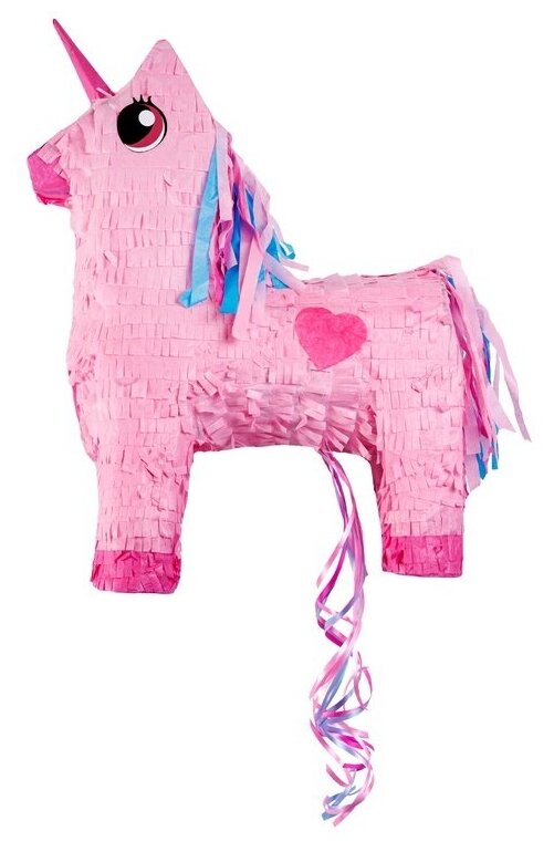 Пиньята Единорог розовый с лентами