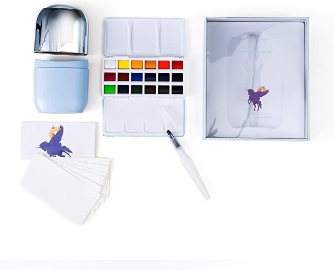 Набор акварельных красок MIYA HIMI подарочный голубой 18 цветов