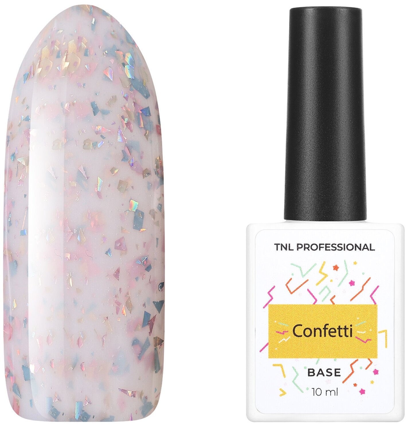 Молочная база TNL Professional Сonfetti №2 с цветной поталью, 10 мл