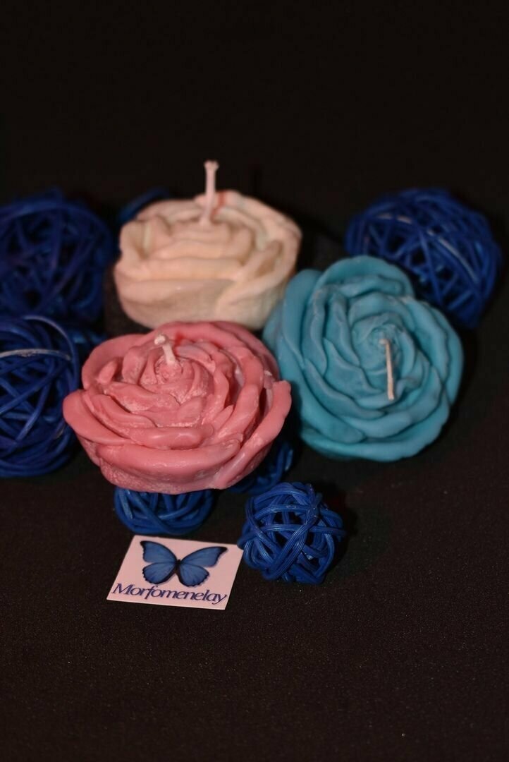 Набор из кокосового воска, 3 свечки Morfomenelay "Цветок"