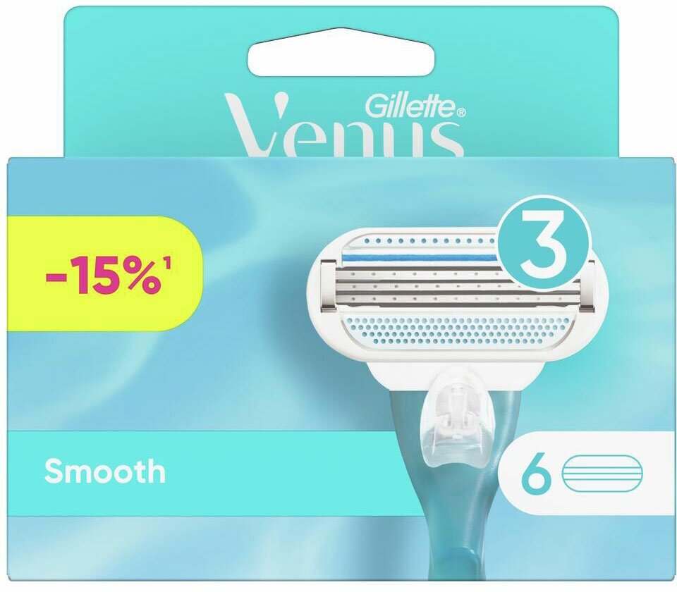 Сменные кассеты для бритья Venus Smooth, 6 шт