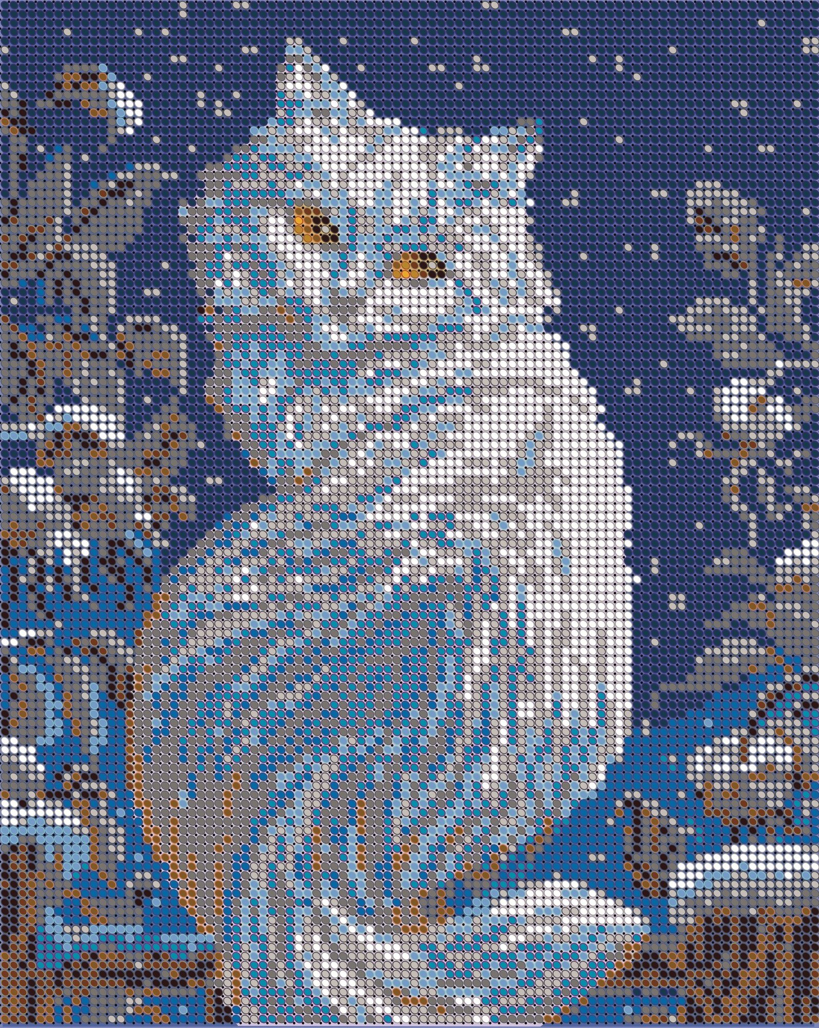 Вышивка бисером картины Лунная кошечка 19*24см