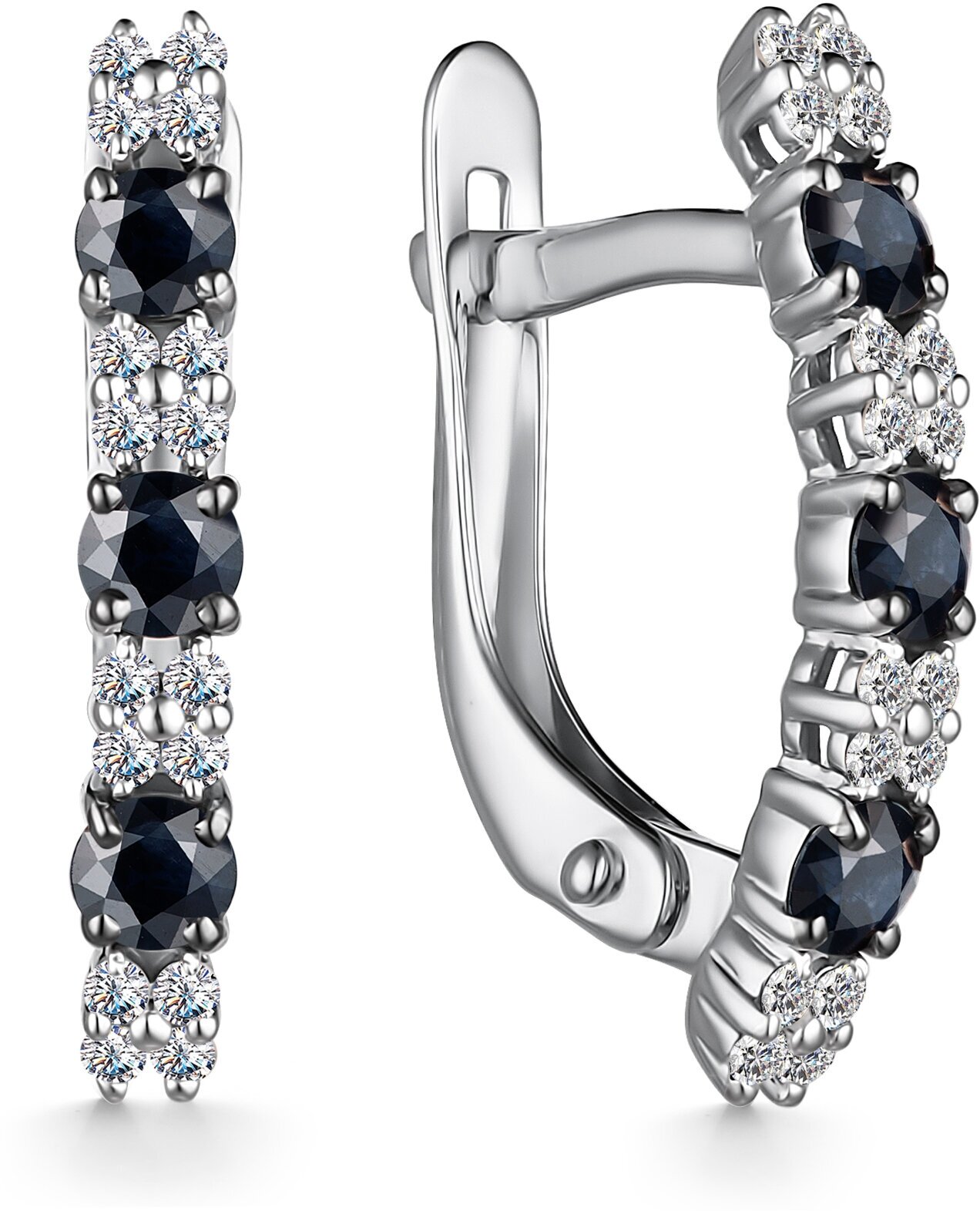 Серьги, белое золото, 585 проба, сапфир, бриллиант