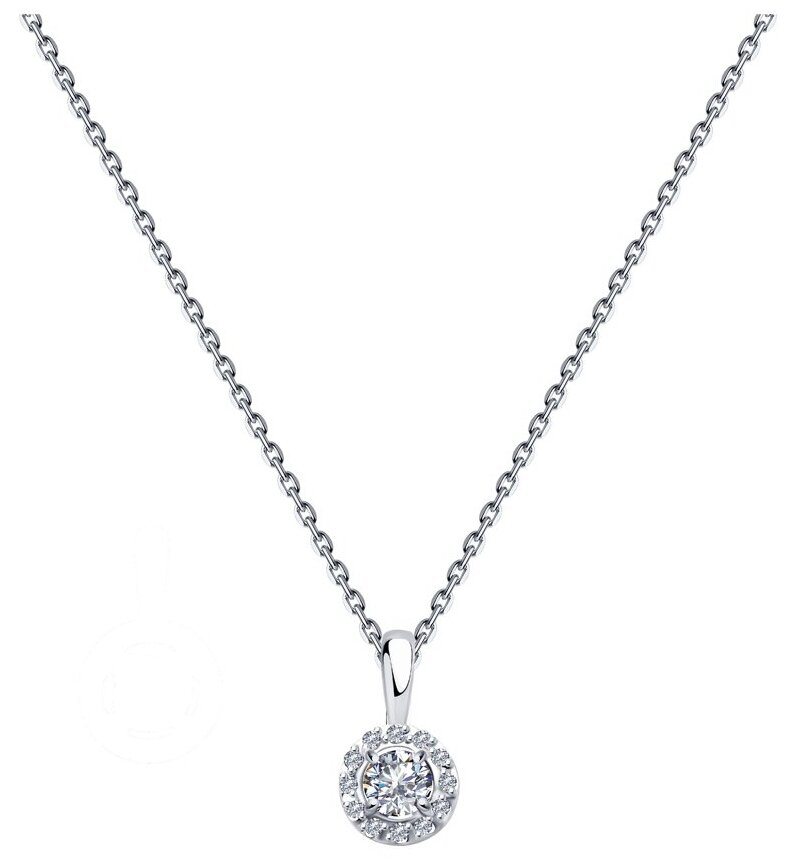 Колье, белое золото, 585 проба, бриллиант