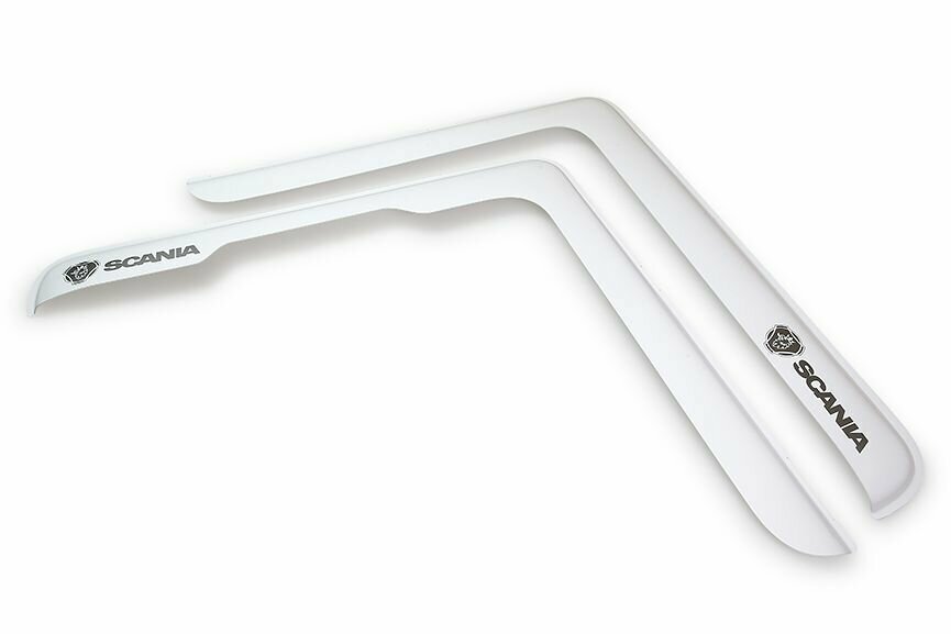 Дефлектор двери (ветровики) с лого на SCANIA серия 4/5/6 (84/94/114/144), Белые