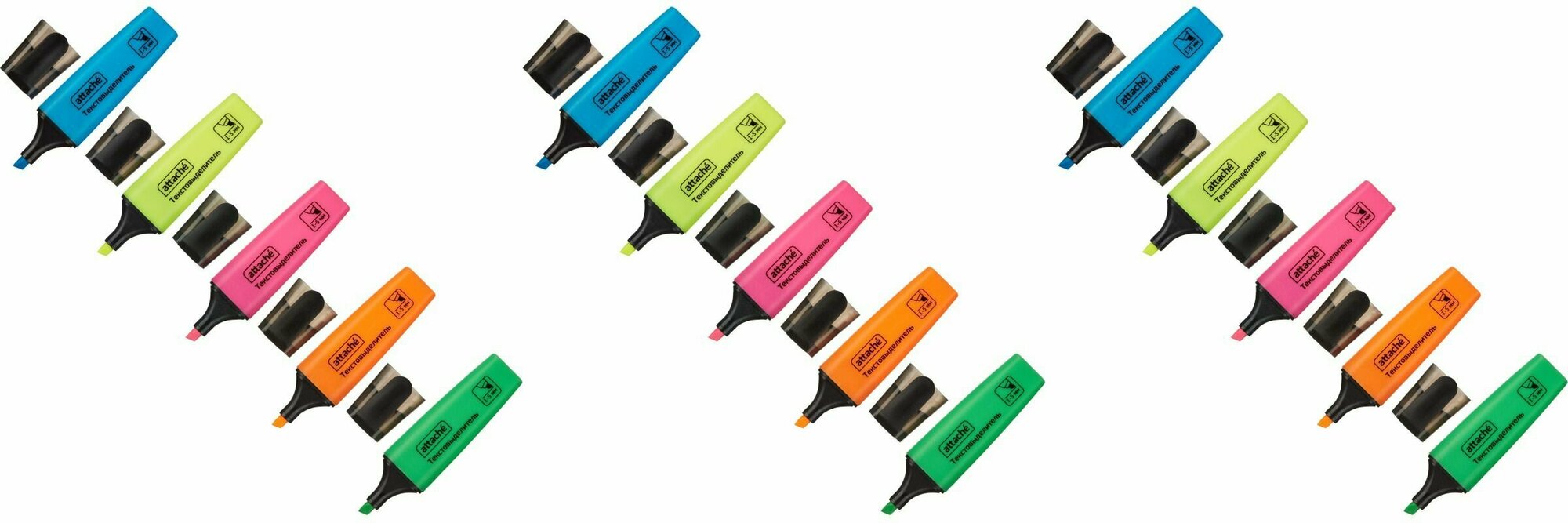 Attache Набор маркеров текстовыделителей Colored 1-5 мм, 5 цветов, 3 уп /