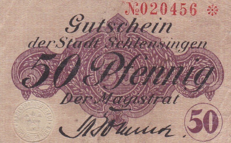 Германия (Германская Империя) Шлойзинген 50 пфеннигов 1917 г.