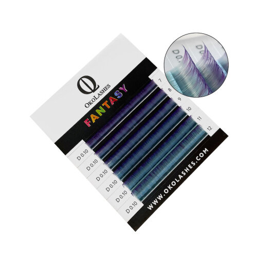 Ресницы Oko Lashes Professional Fantasy mini бирюзово-фиолетовый D 0.10 7-12