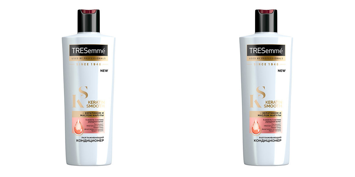 Кондиционер для волос, Tresemme, разглаживающий с кератином, 400 мл, 2 шт