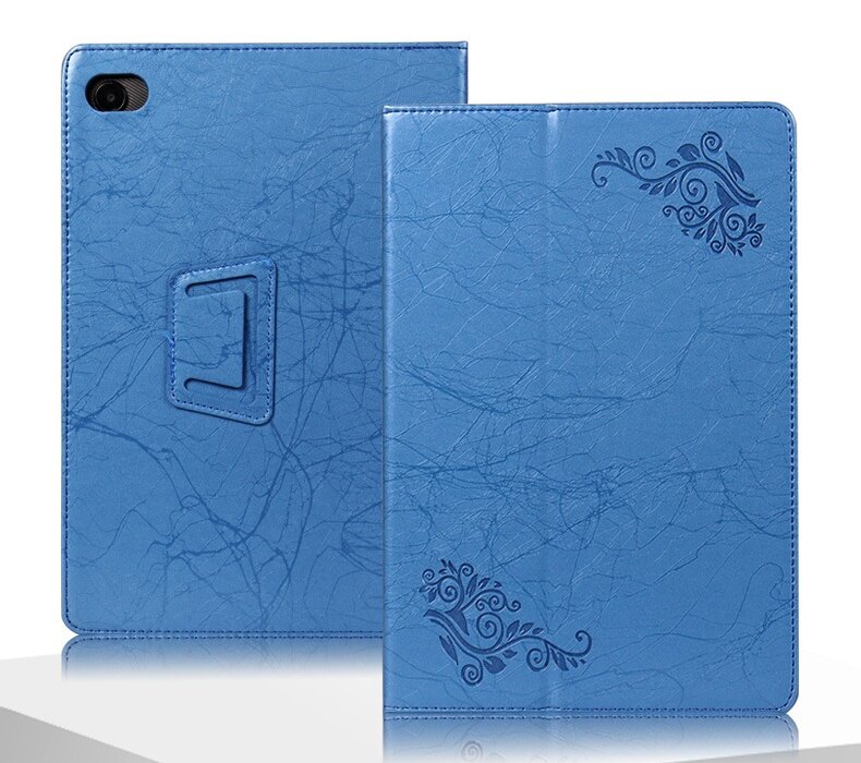 Чехол MyPads с красивым узором для планшета TCL Tab 10L (8491X) / Tab 8 4G (9132G) с держателем для руки синий