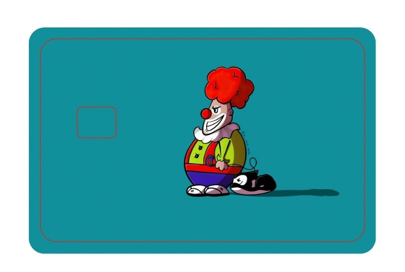 Наклейка на банковскую карту, стикер на карту, маленький чип, мемы, приколы, комиксы, стильная наклейка, клоун