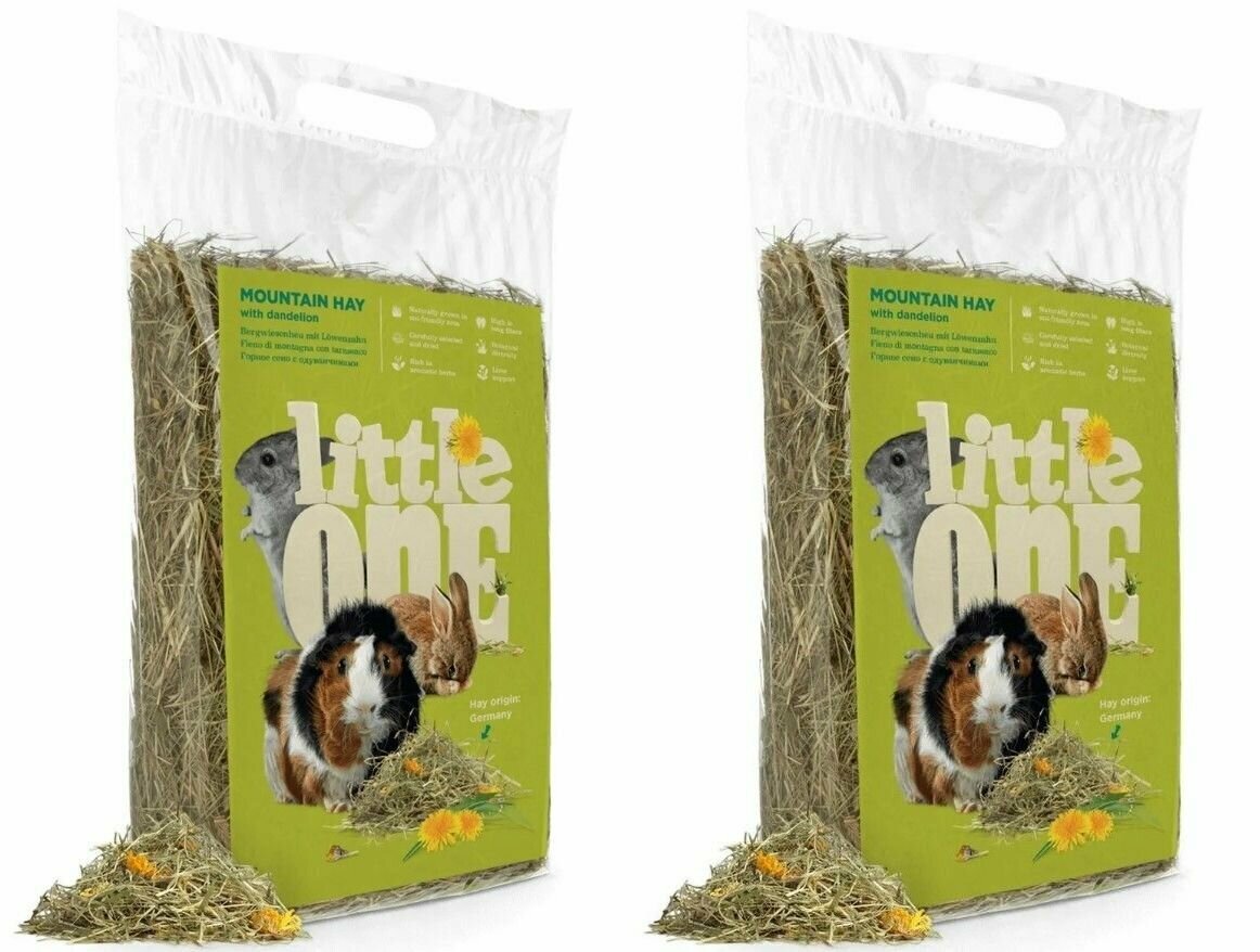 Little One Наполнитель для грызунов Горное сено с одуванчиком, непрессованное 400г 2 уп