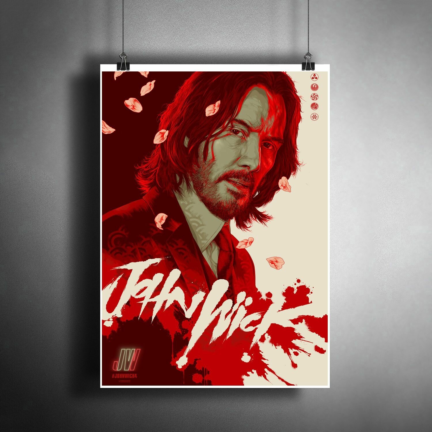 Постер плакат для интерьера "Фильм: Джон Уик 4 (John Wick). Актёр Киану Ривз" / Декор дома, офиса, комнаты, квартиры, детской A3 (297 x 420 мм)