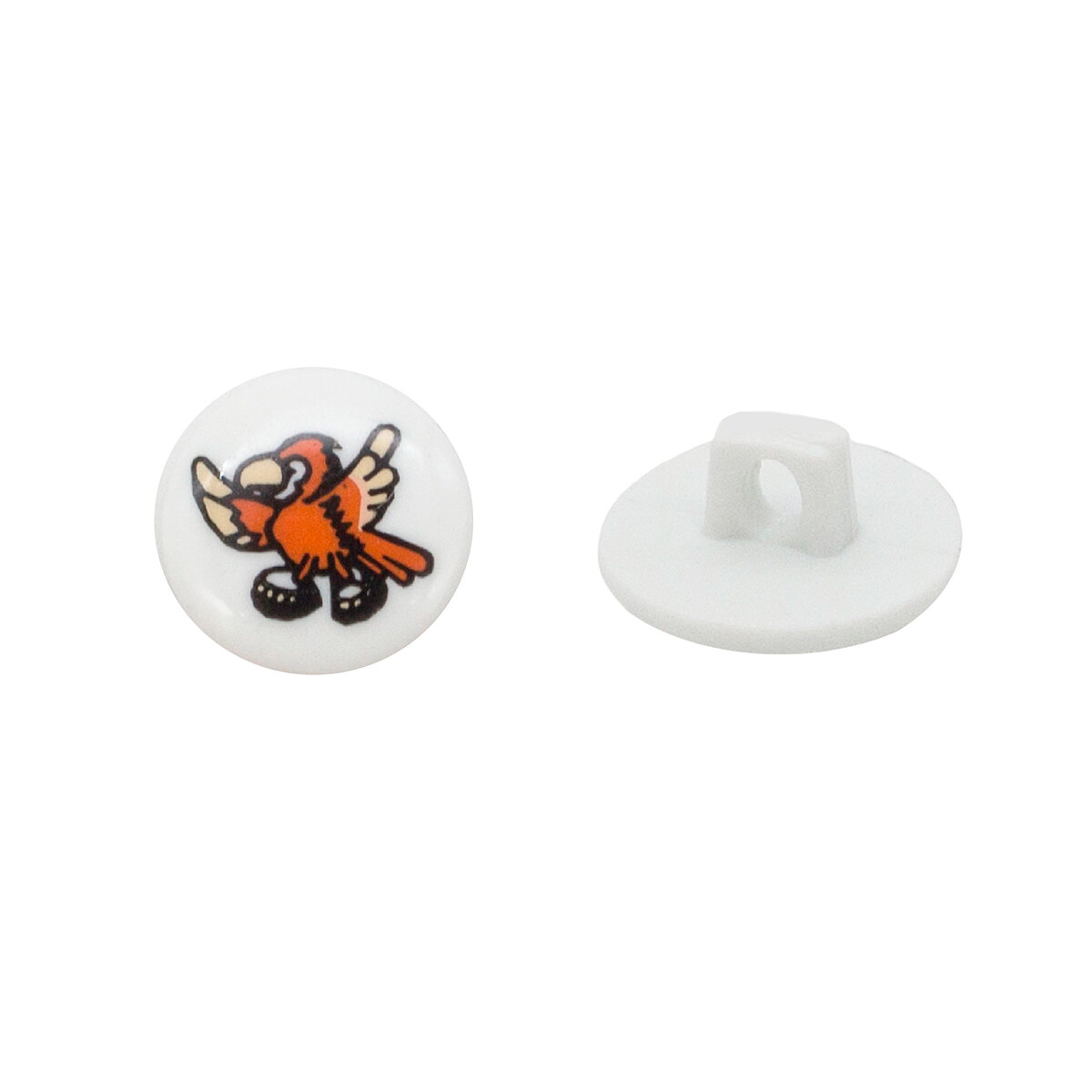 Пуговица 'Птичка' 23L (14,5мм) на ножке, пластик Magic Buttons (красный), 36 шт