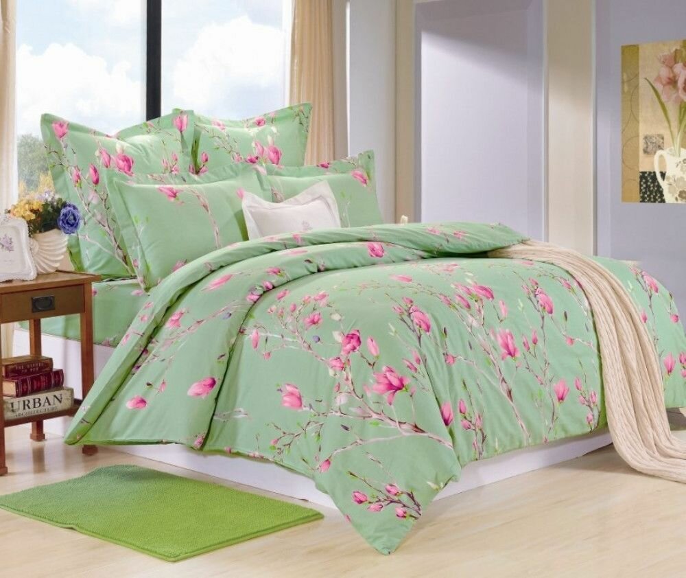 Постельное белье Valtery C-219, Евро, хлопок, сатиновая ткань, 4 наволочки