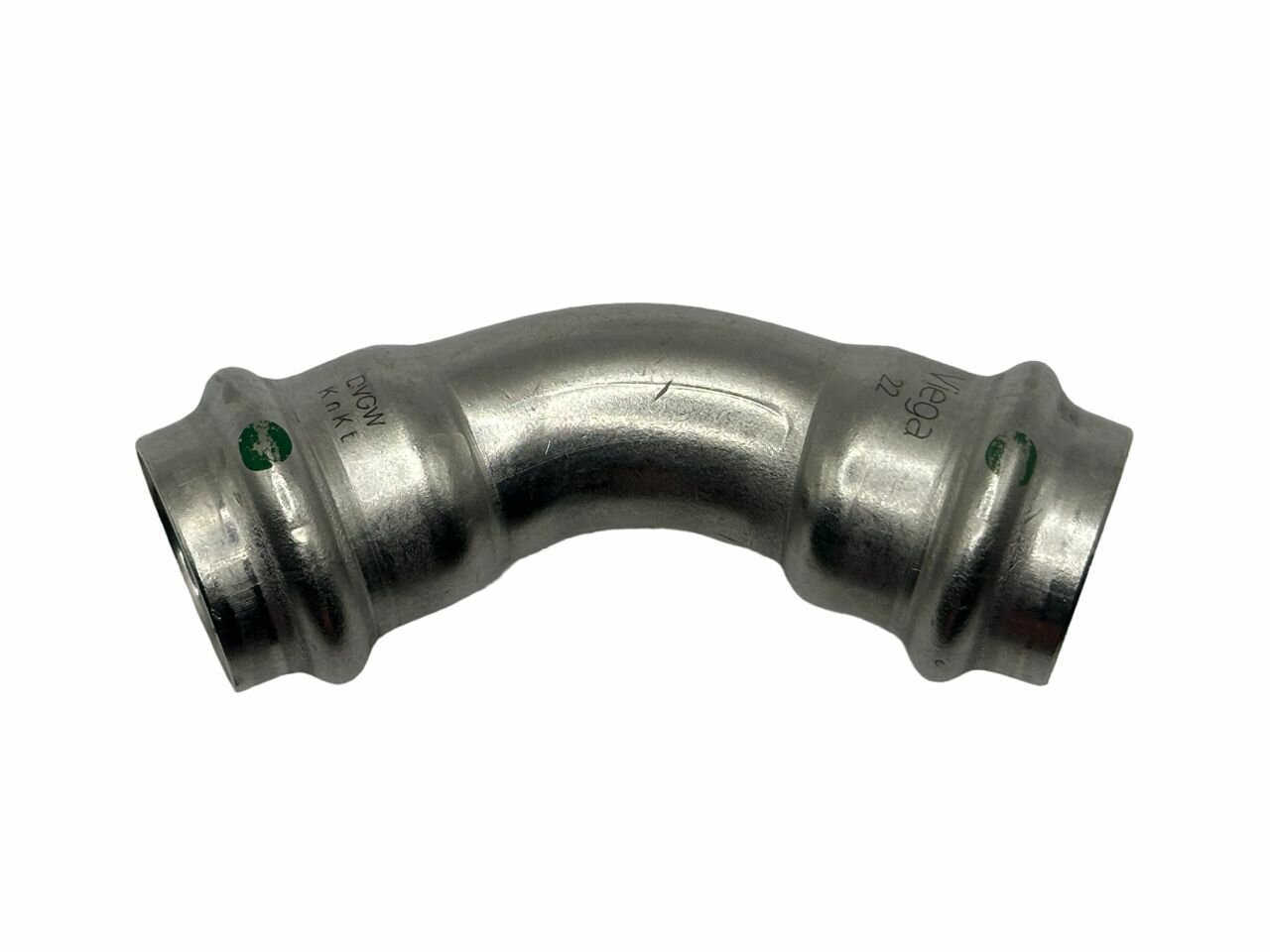 Пресс - отвод 45 градусов Sanpress Inox двухраструбный, нержавеющая сталь, Viega арт. 2326, 35 мм