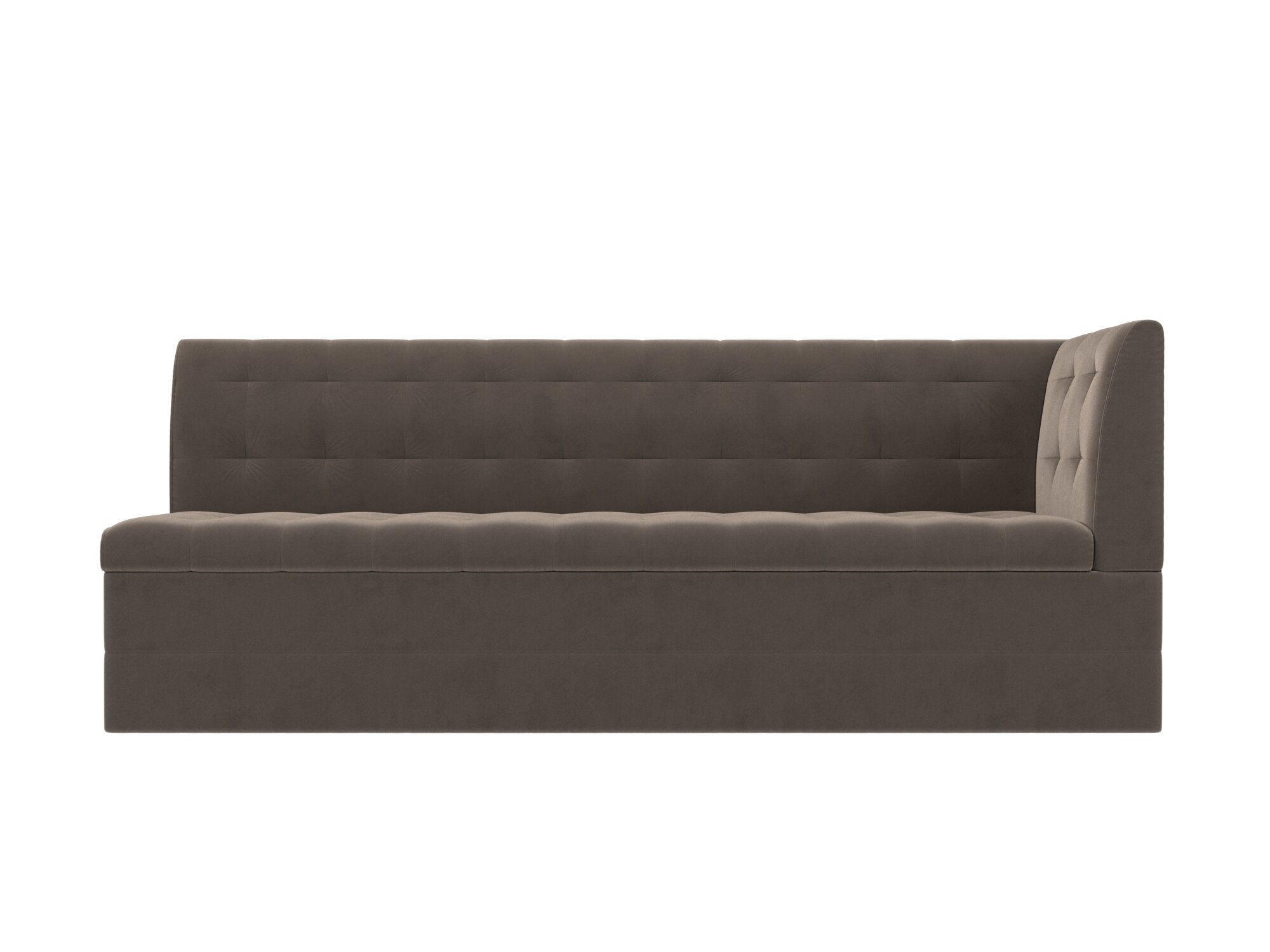 Диван кухонный Бриз с углом справа, велюр, механизм дельфин, коричневый, 181x62x85см. Хит Диванов