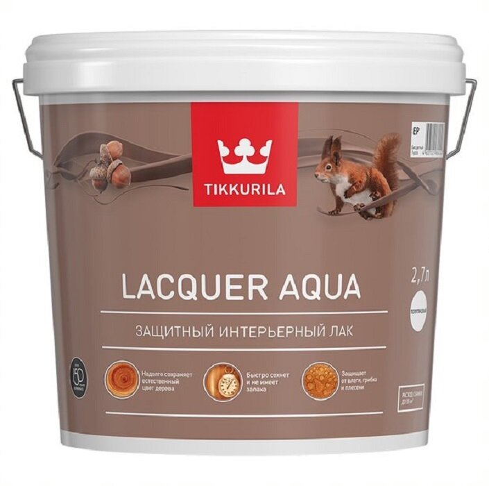 Лак Tikkurila интерьерный LACQUER AQUA EP п/гл 2,7л