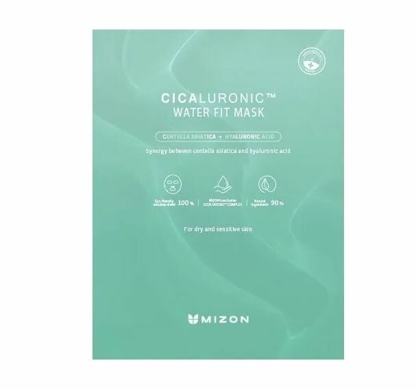 Mijin Маска тканевая для лица Cicaluronic Water Fit, 19 гр, 1 шт