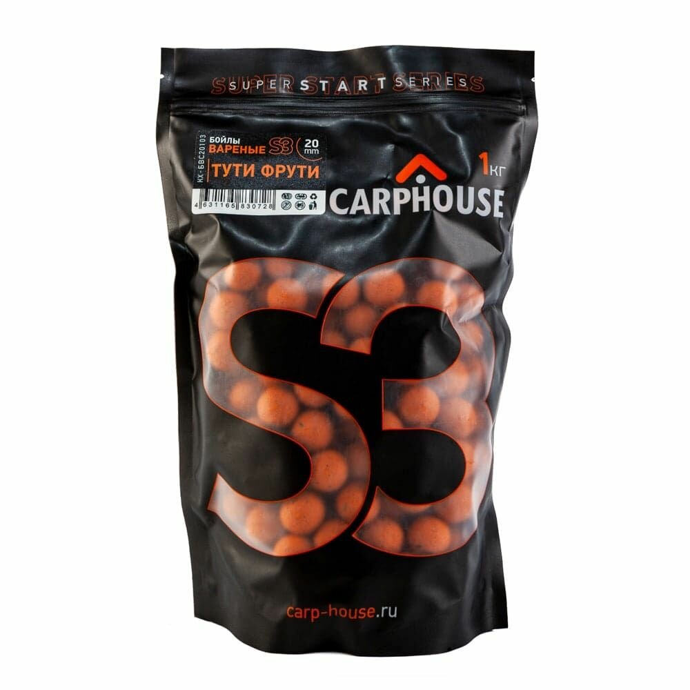 Бойлы прикормочные Carp House вареные S3 Тутти-фрутти оранжевый 1кг