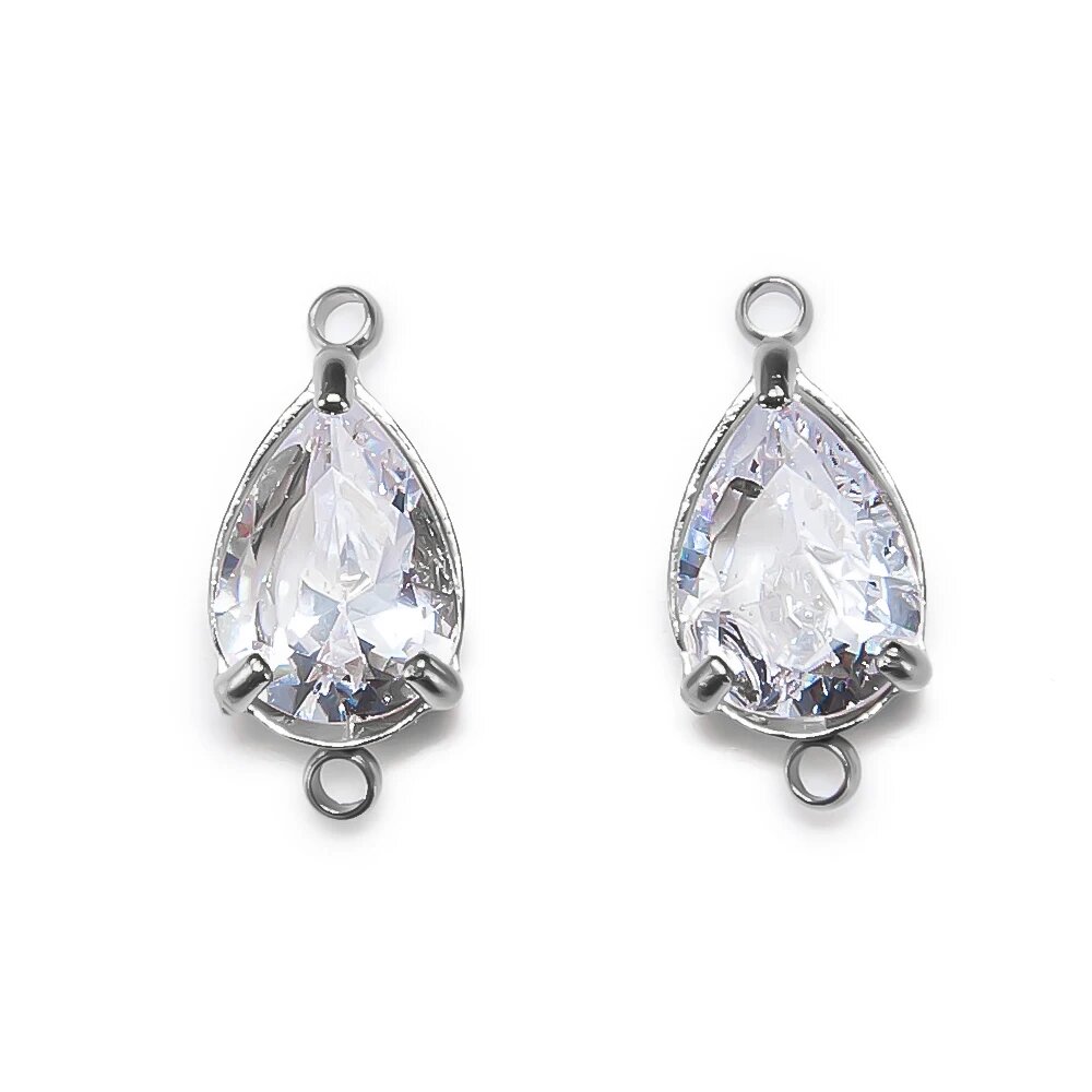 Серебряные подвески Pear Drop 10шт, 2Hole S-C-Drop