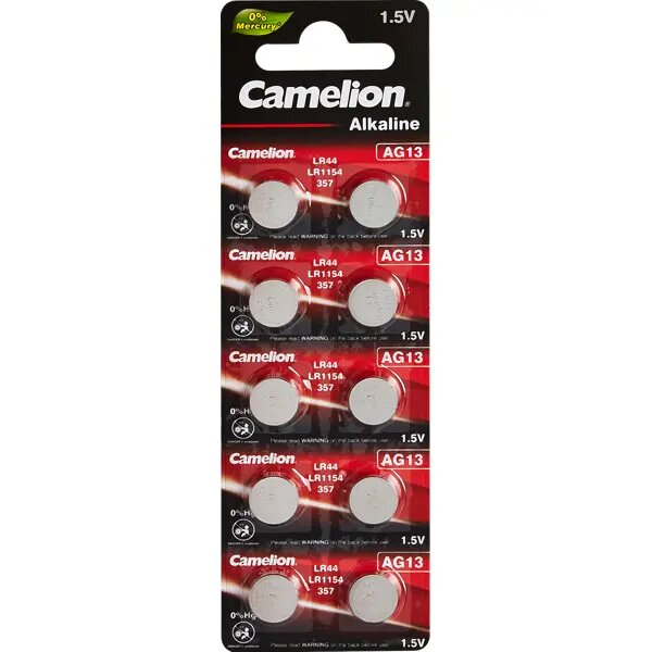 Батарейка алкалиновая Camelion Mercury Free AG13-BP10 LR44 10 шт.