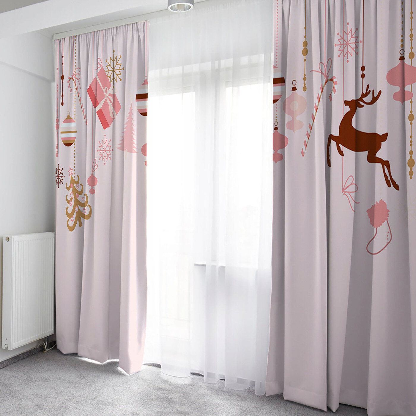 Фотошторы из габардина новогодние Good Room, 290x280 см.