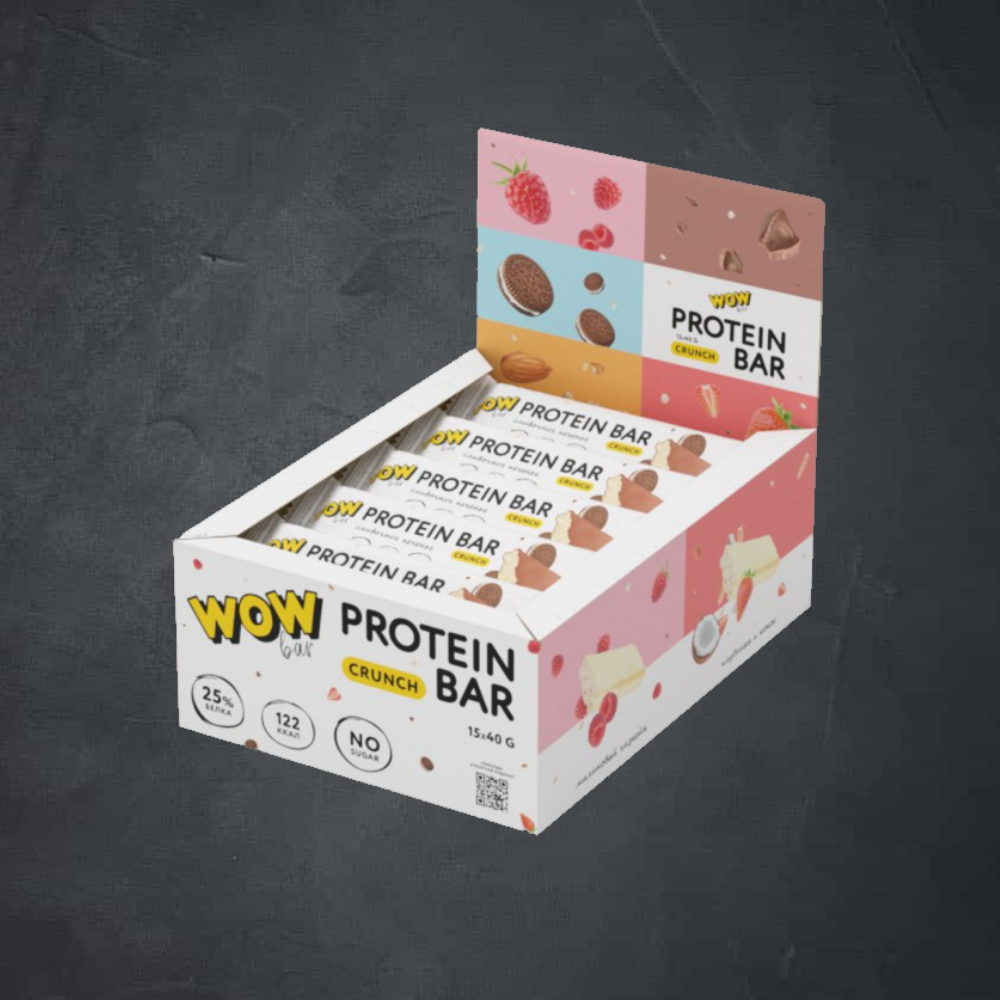 Батончик с содержанием протеина WOWBAR CRUNCH со вкусом "Сливочное печенье" 15*40 г