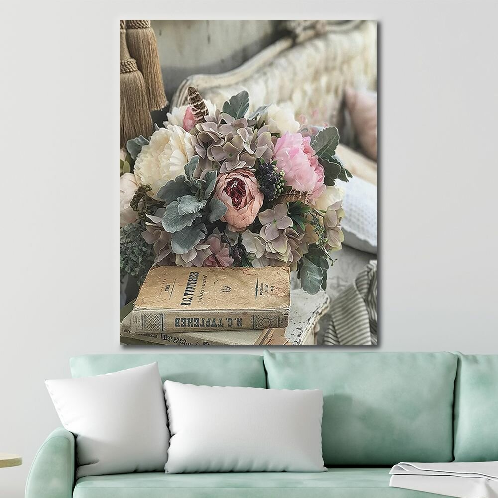 Картина на стену, интерьерная karTTina "Шебби шик Цветы", 50х70см 1шт.