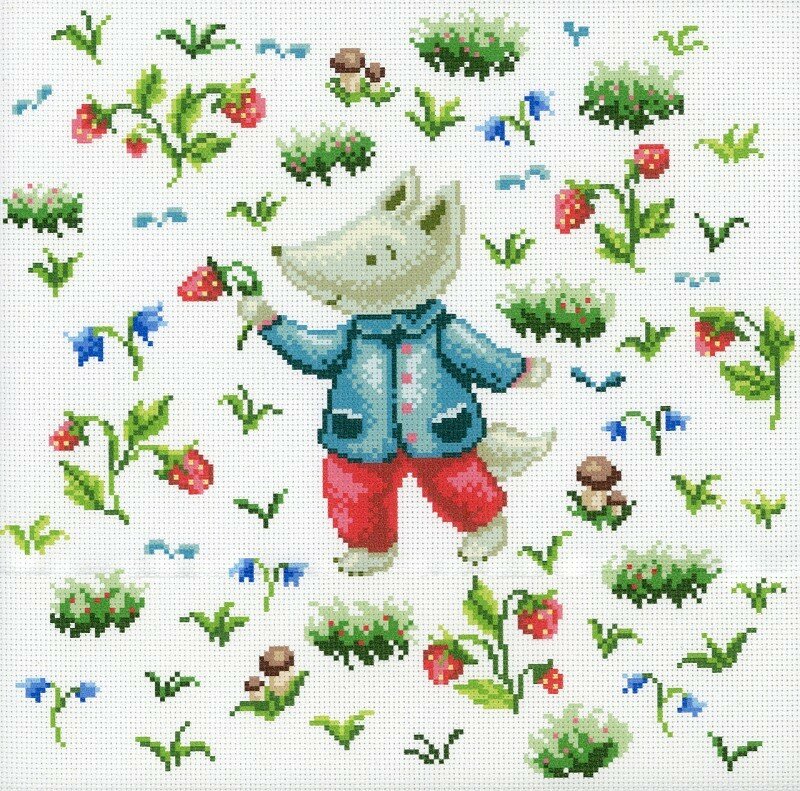 Канва с рисунком для вышивания М. П. Студия СК-113 Волк на поляне, 40 х 37 см (Нитки в в комплект не входят.)