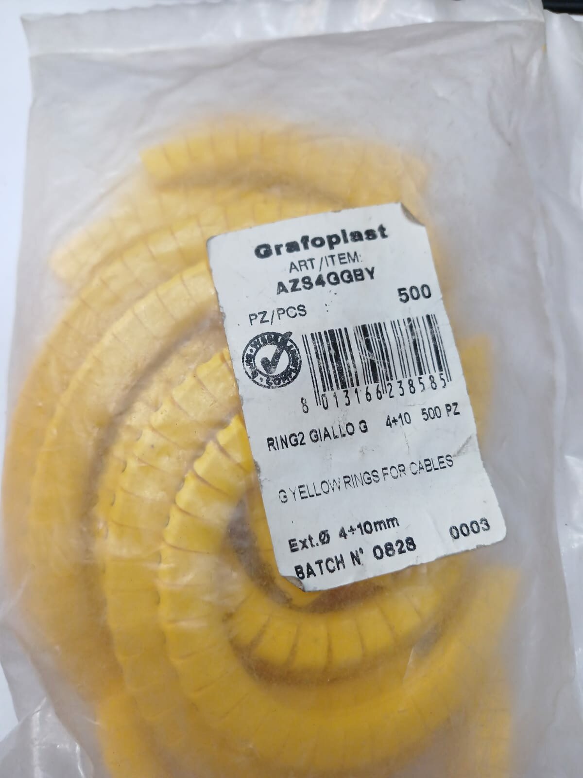 Маркировочное кольцо DKC G, черное на желтом, 4-8мм, упаковка 500 шт. AZS4GGBY