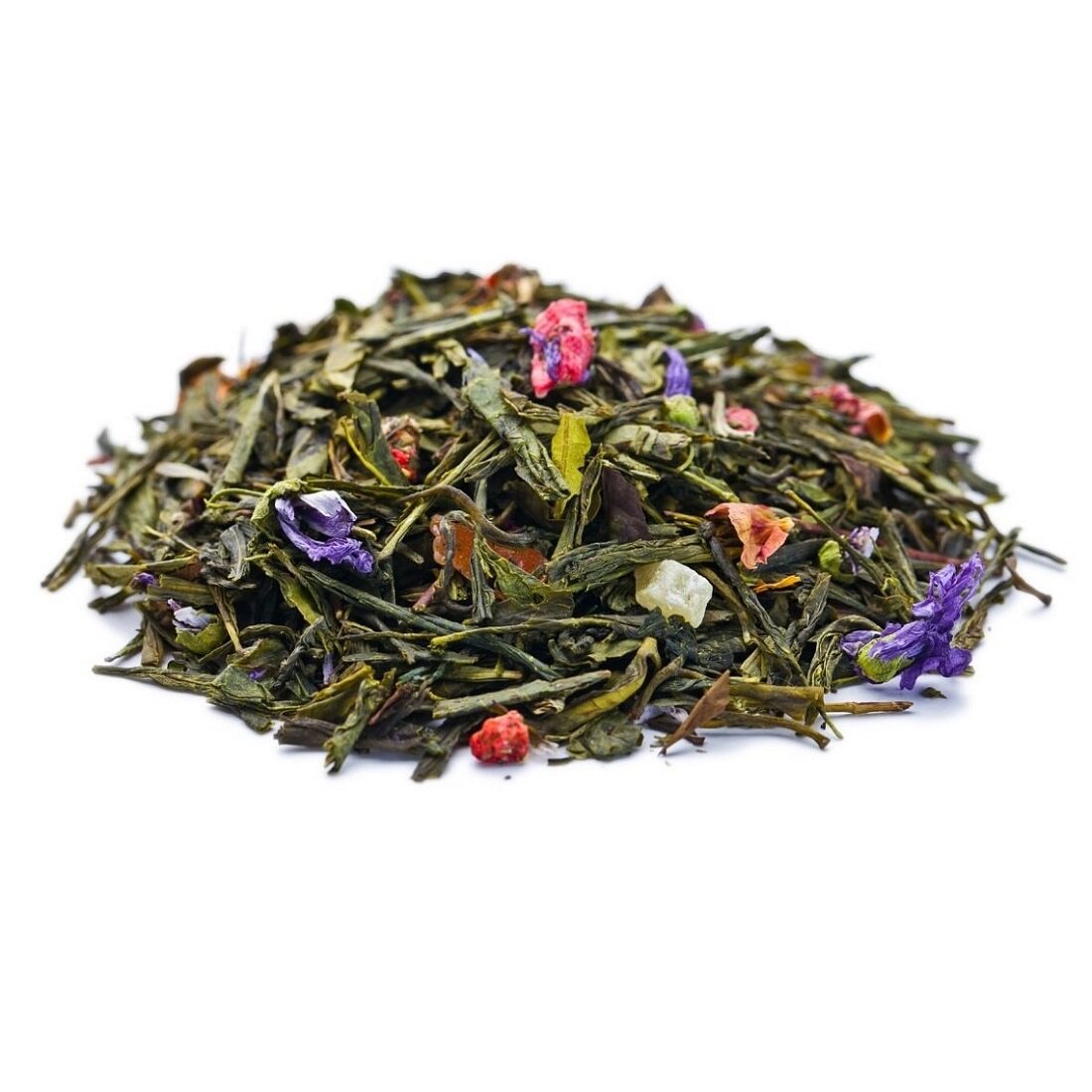 Хазенфус-Пушистый Зайчик (100 гр) Чай Сенча и белый чая Бай Му Дань с кубиками папайи и ананаса, цветами мальвы и розы