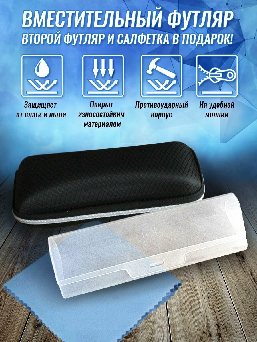 Футляр для очков, универсальный, противоударный, на молнии, текстиль, черный, для мужчин, для женщин