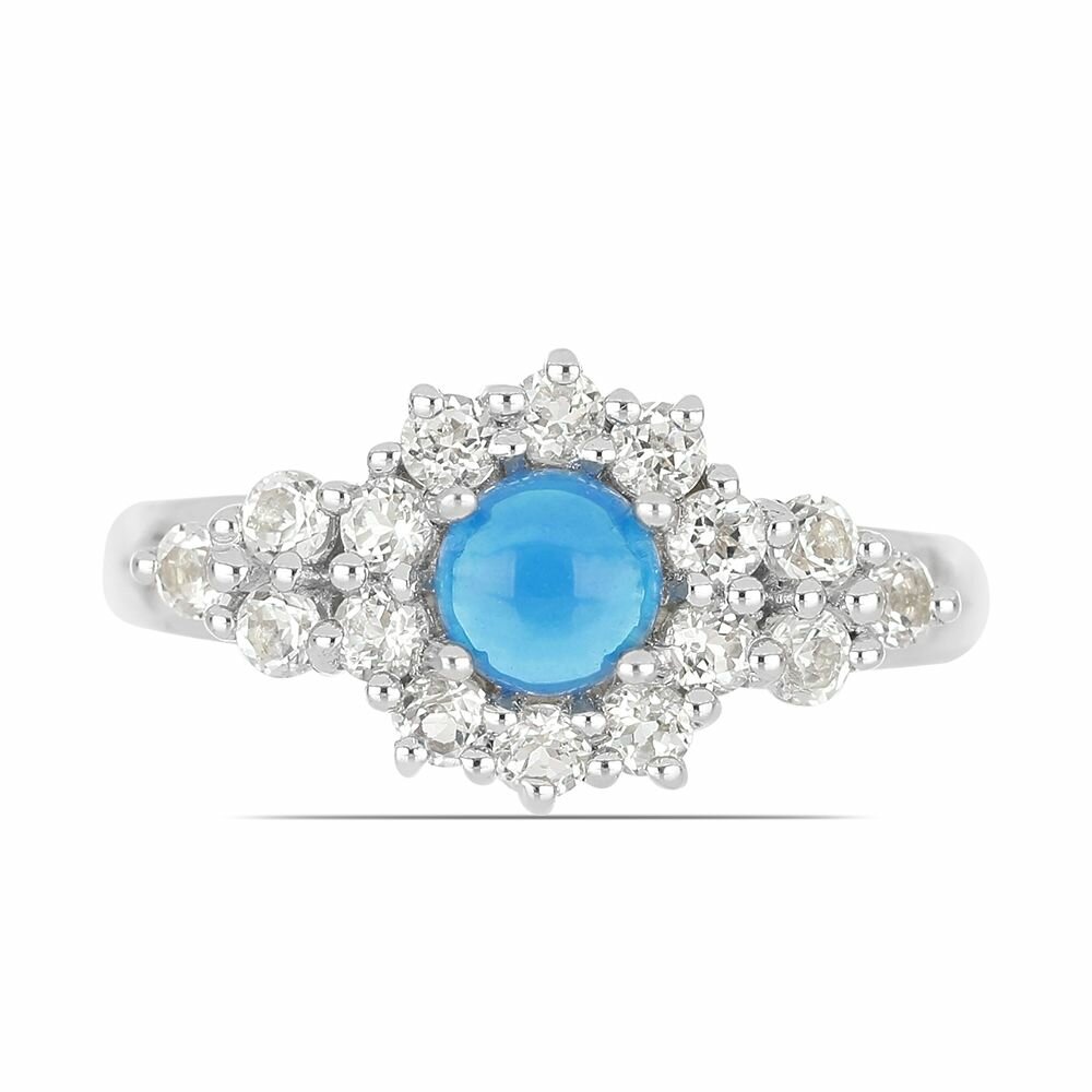 Кольцо, серебро, 925 проба, родирование, опал, топаз