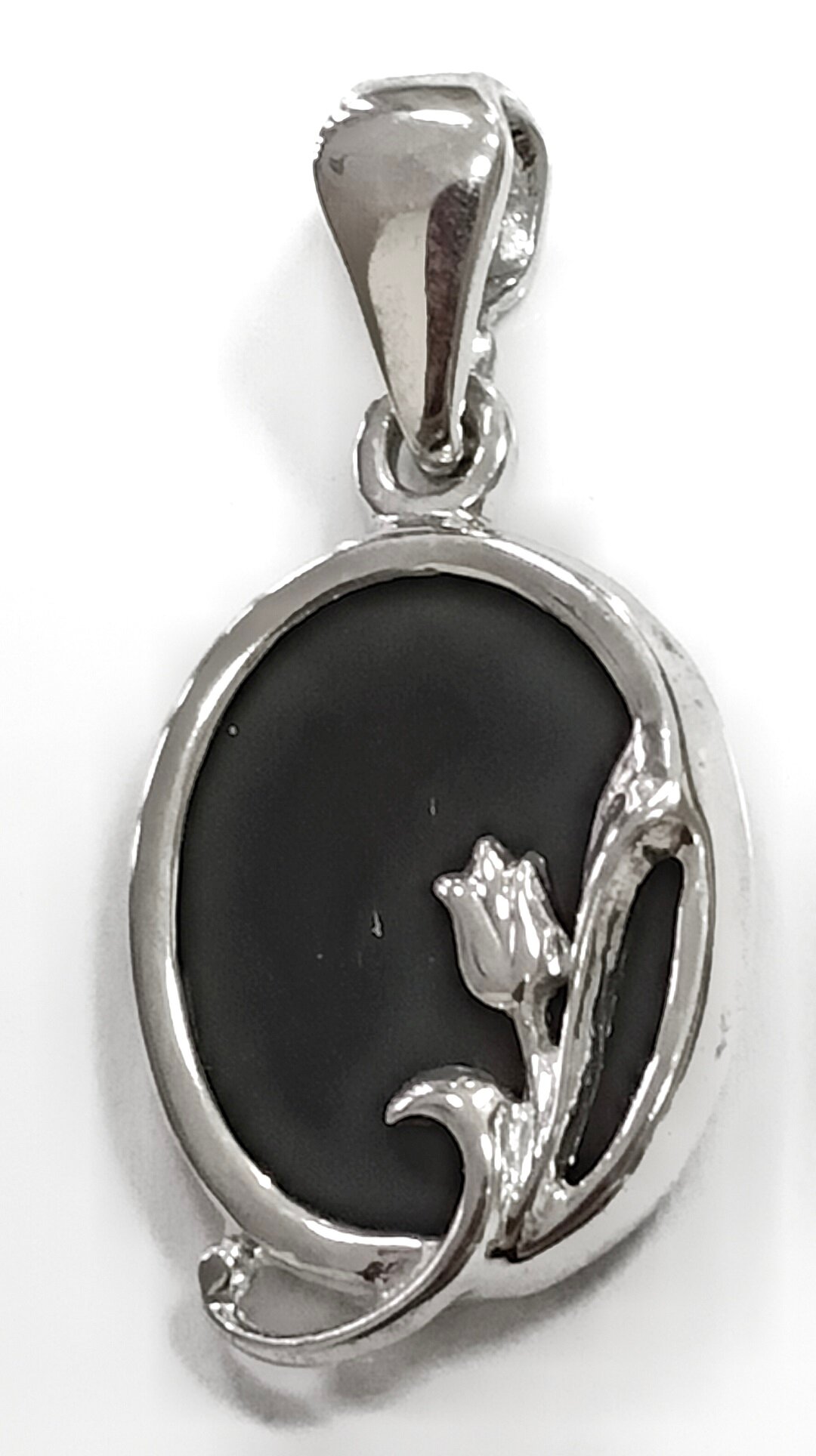 Подвеска, серебро, 925 проба, родирование, оникс синтетический