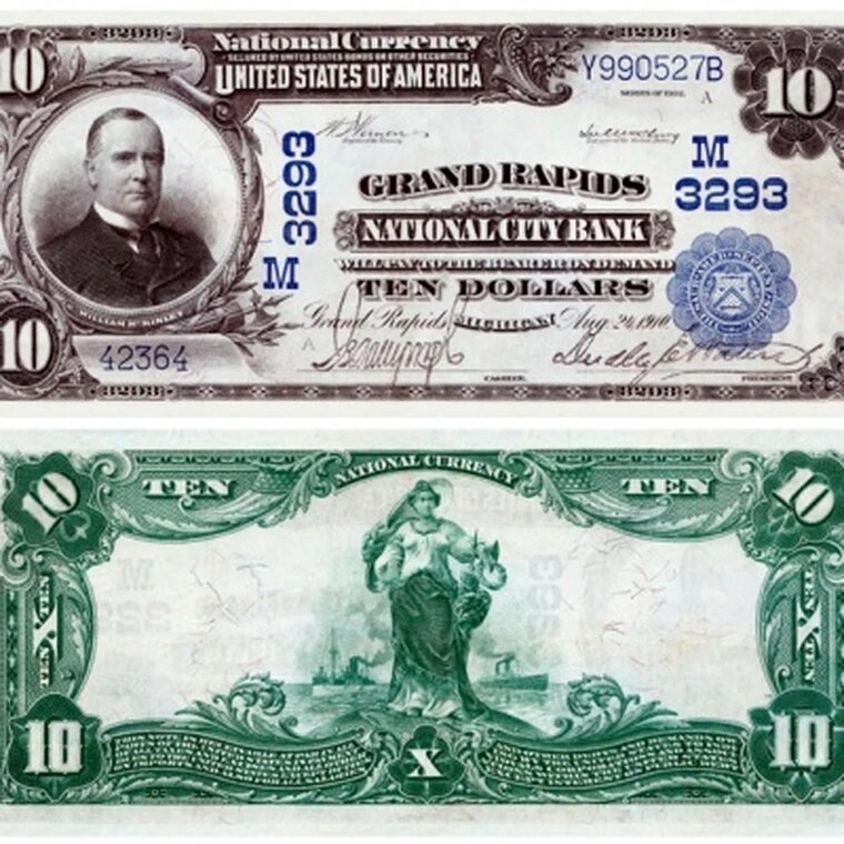10 долларов 1902 США Гранд-Рапидс, сувенирная копия, банкноты и купюры редкие коллекционные