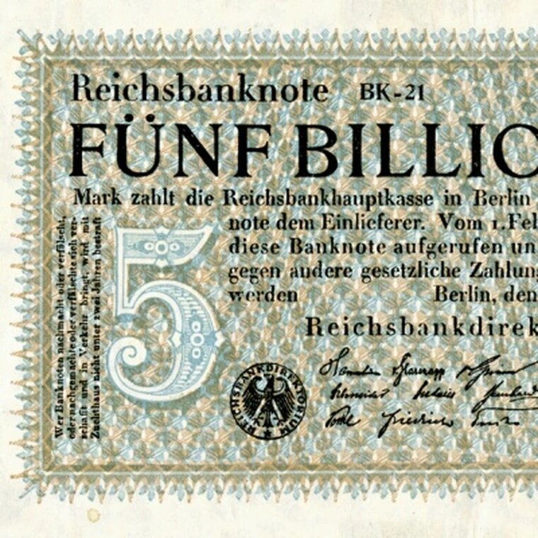 Рейхсбанкнота 5 биллионов марок 1923 Германия, сувенирная копия, банкноты и купюры редкие коллекционные