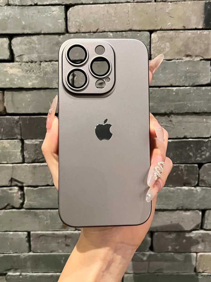 Чехол О'кейси "с яблоком", для iPhone 15 Pro, силикон, матовый, защита камеры