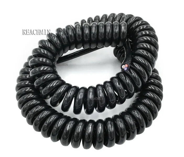 Пружинный телескопический кабель 24AWG-14AWG 2,5-7,5 м черный