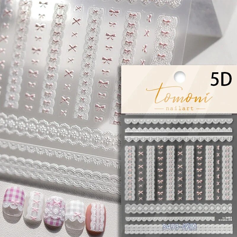 Наклейки на ногти Tomoni 5D кружевные MP5554TO3493