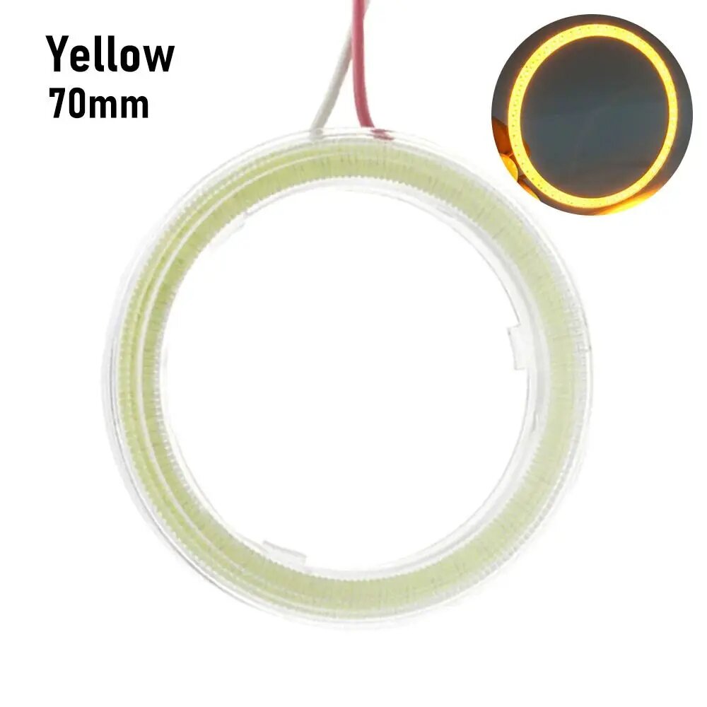 Дневные ходовые рандовые огни, 1 шт, лампа COB для противотуманных фар, ДХО, мотоциклов, с ангельскими глазками, 60 мм, 70 мм, декоративные огни, кольцевая лампа с ореолом