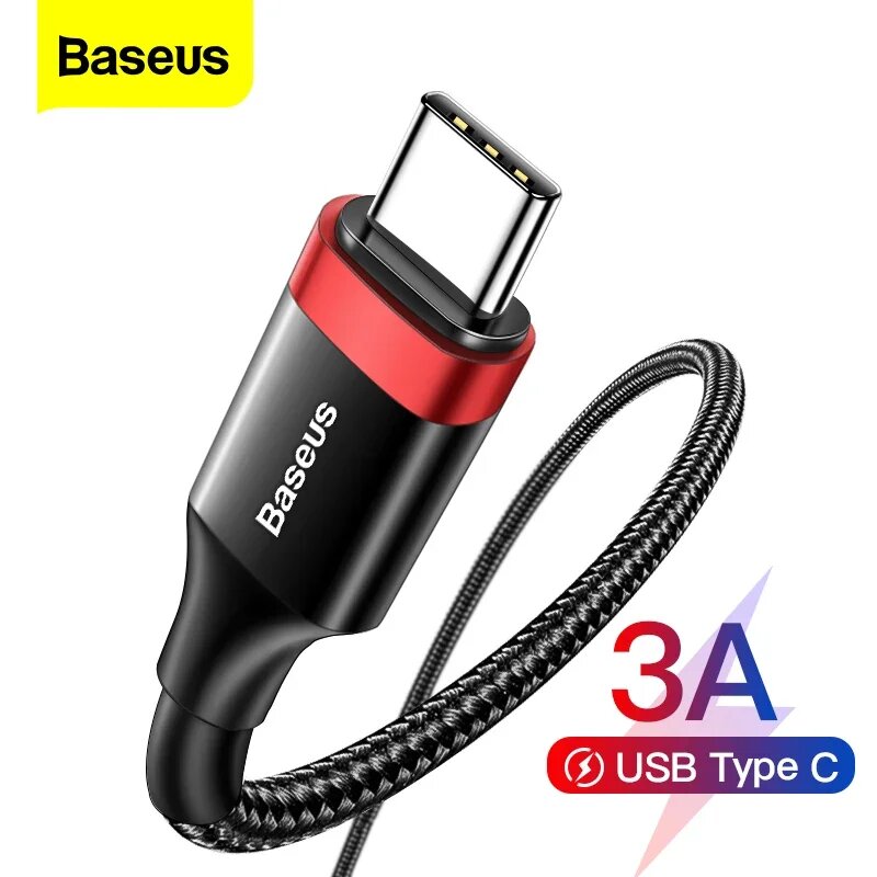 Baseus 2m USB Type-C кабель, серый/черный — фото 1