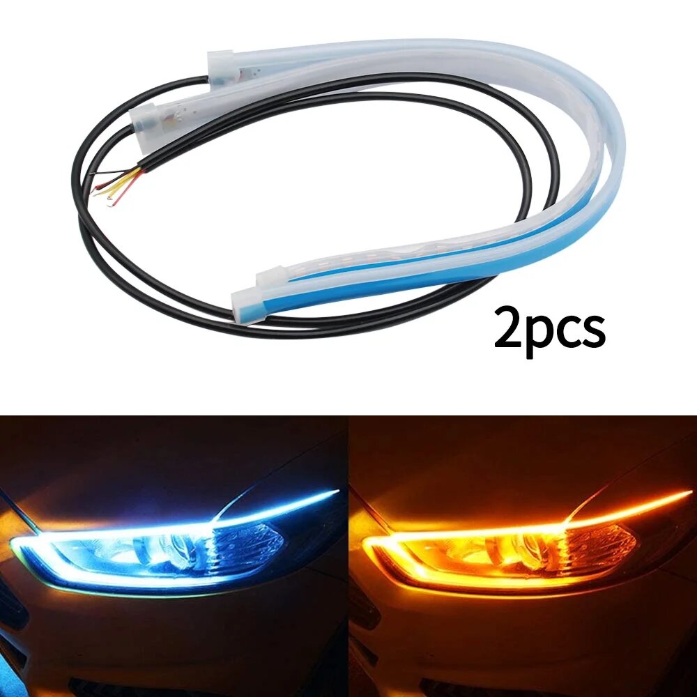 2 шт. 12 В светодиодные DRL автомобильные дневные ходовые огни гибкие ice blue to yellow, 45CM