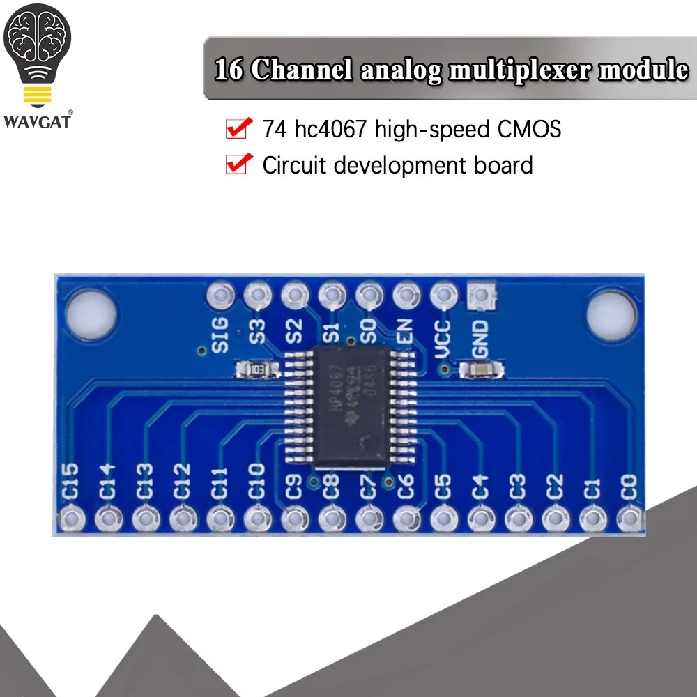 WAVGAT CD74HC4067 16-канальный аналогово-цифровой мультиплексор