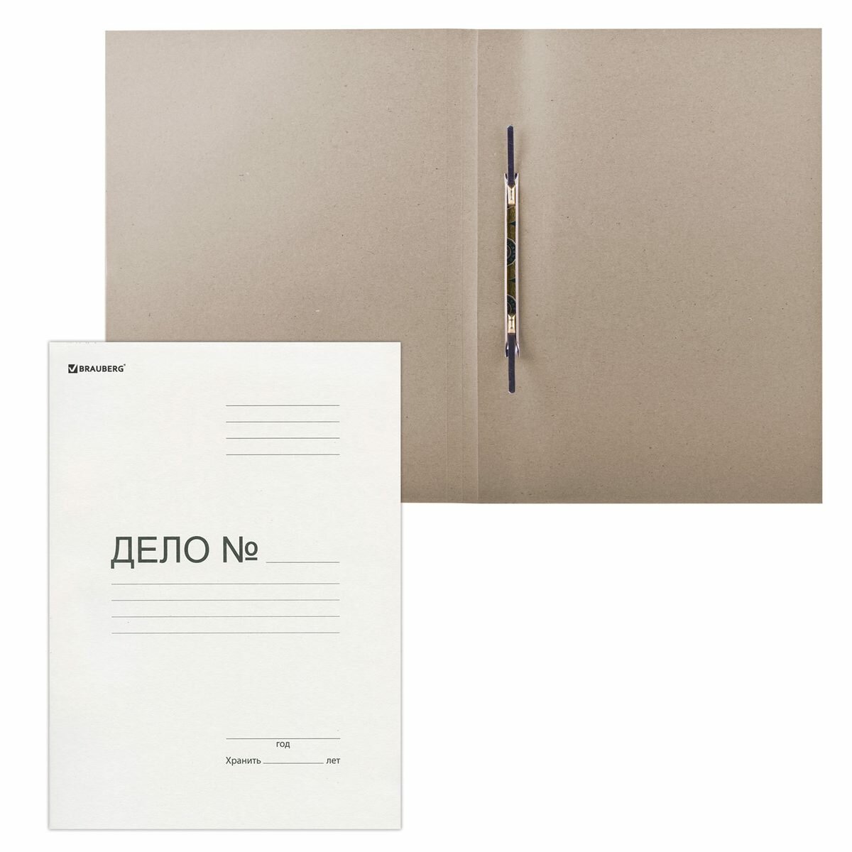 Папка-скоросшиватель Brauberg (А4, до 200л, плотный картон немелованный) белая (127821), 1шт.