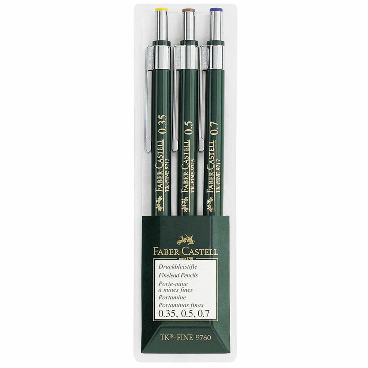 Набор механических карандашей Faber-Castell TK-Fine 97 (HB, 0.35/0.5/0.7мм) 3шт, пласт. уп. (136030)