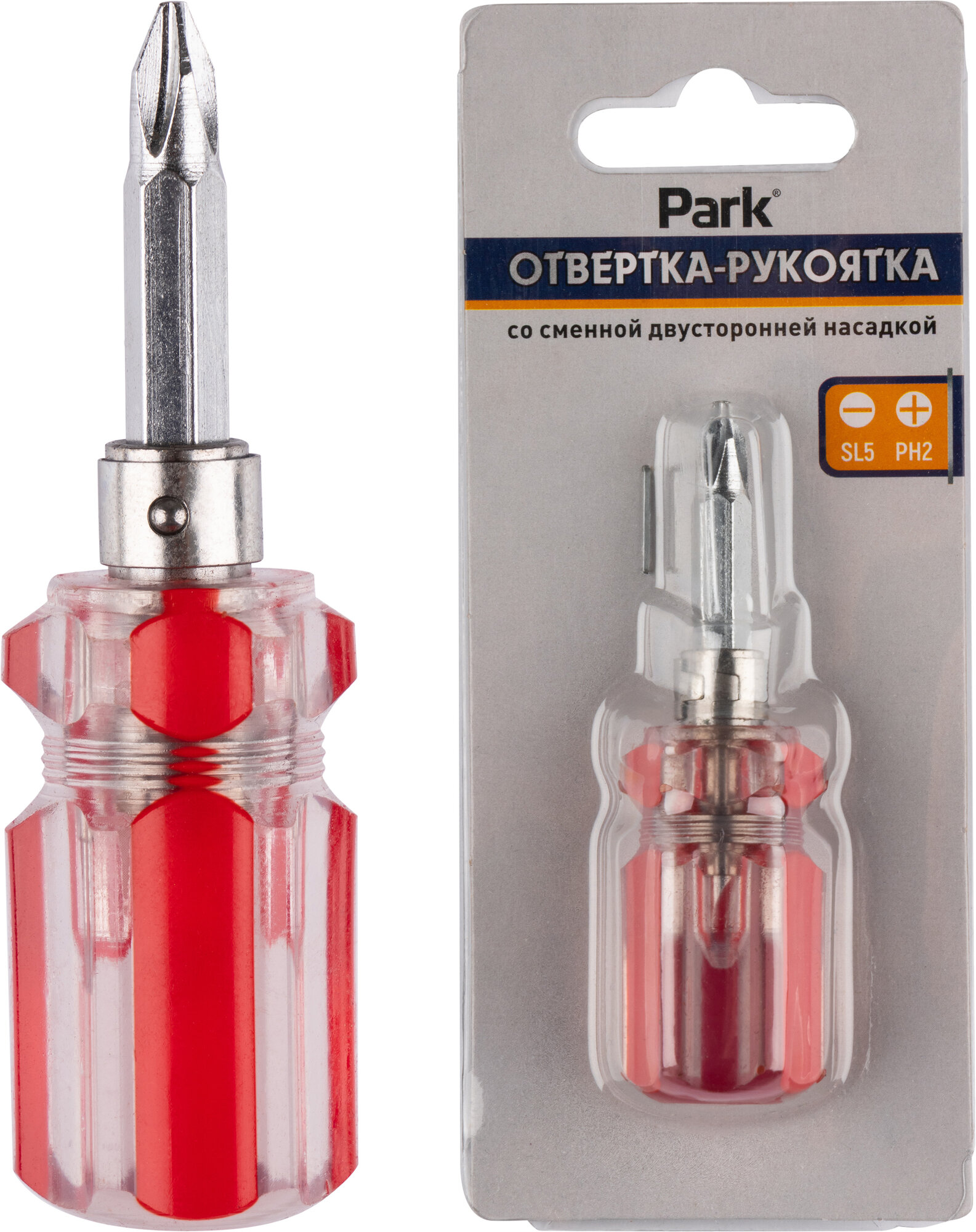 Мини - отвертка двусторонняя (крестовая / прямая) Park, PH2 / SL5 х 60 мм